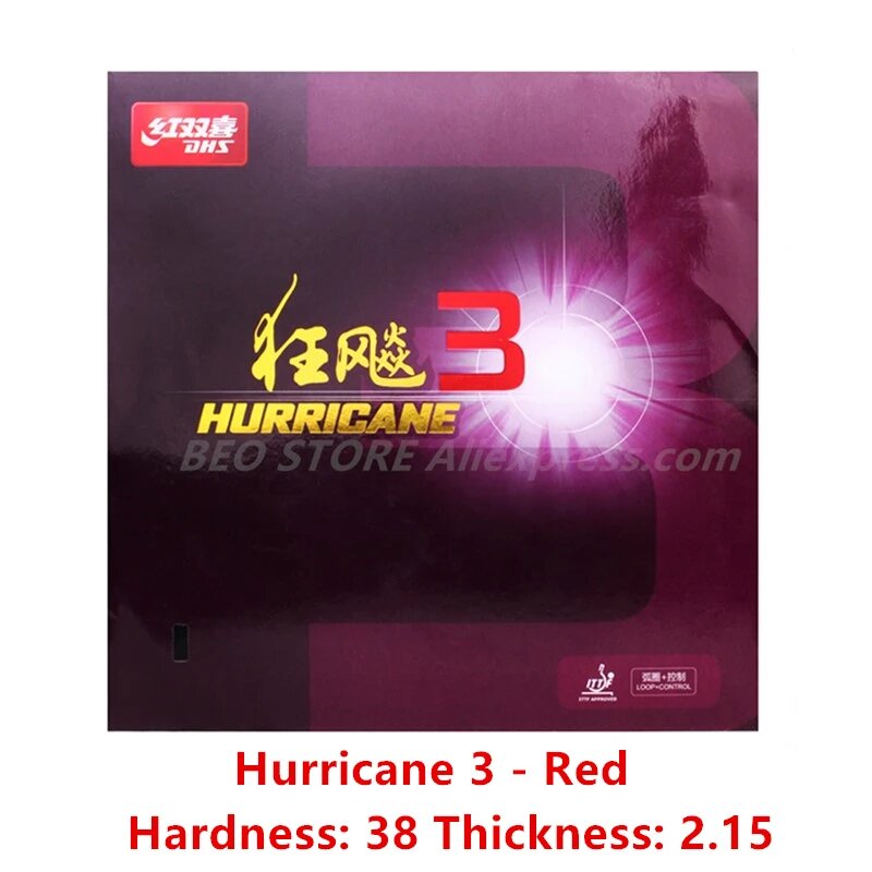 Губка DHS Hurricane 3 для настольного тенниса Розовый, Red H38 T2.15