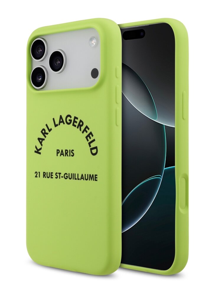 Karl Lagerfeld силиконовый чехол с MagSafe для iPhone 17 Pro Max, Liquid Silicone RSG logo, зеленый