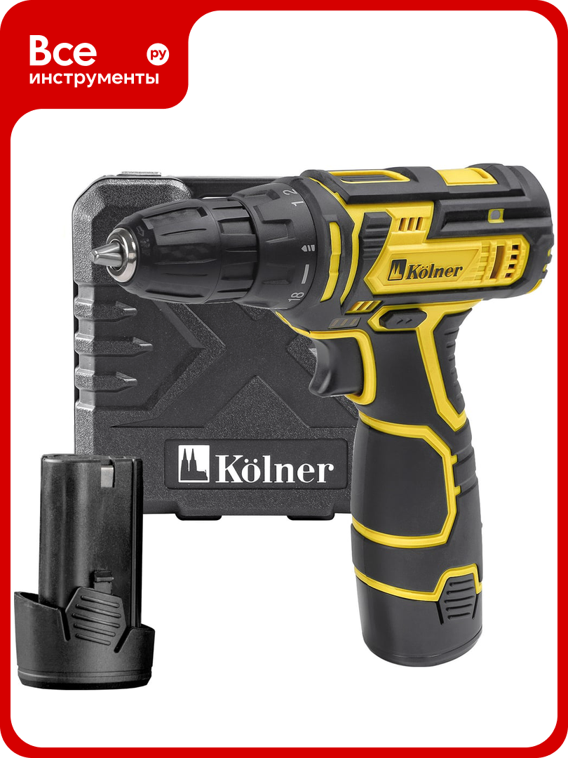 Аккумуляторная дрель-шуруповерт 12 В с двумя аккумуляторами 1.5 Ач, реверсом и индикатором зарядки для удобного сверления и закручивания