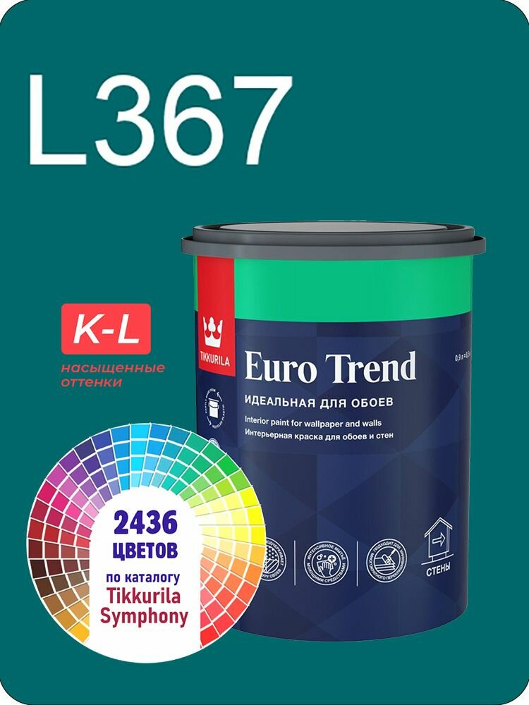 Краска для обоев Tikkurila Euro Trend 0,9л. насыщенные оттенки L367