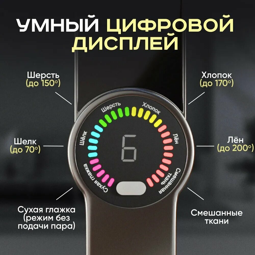 Отпариватель, ручной, вертикальный, многофункциональный, с термоварежкой, чёрный