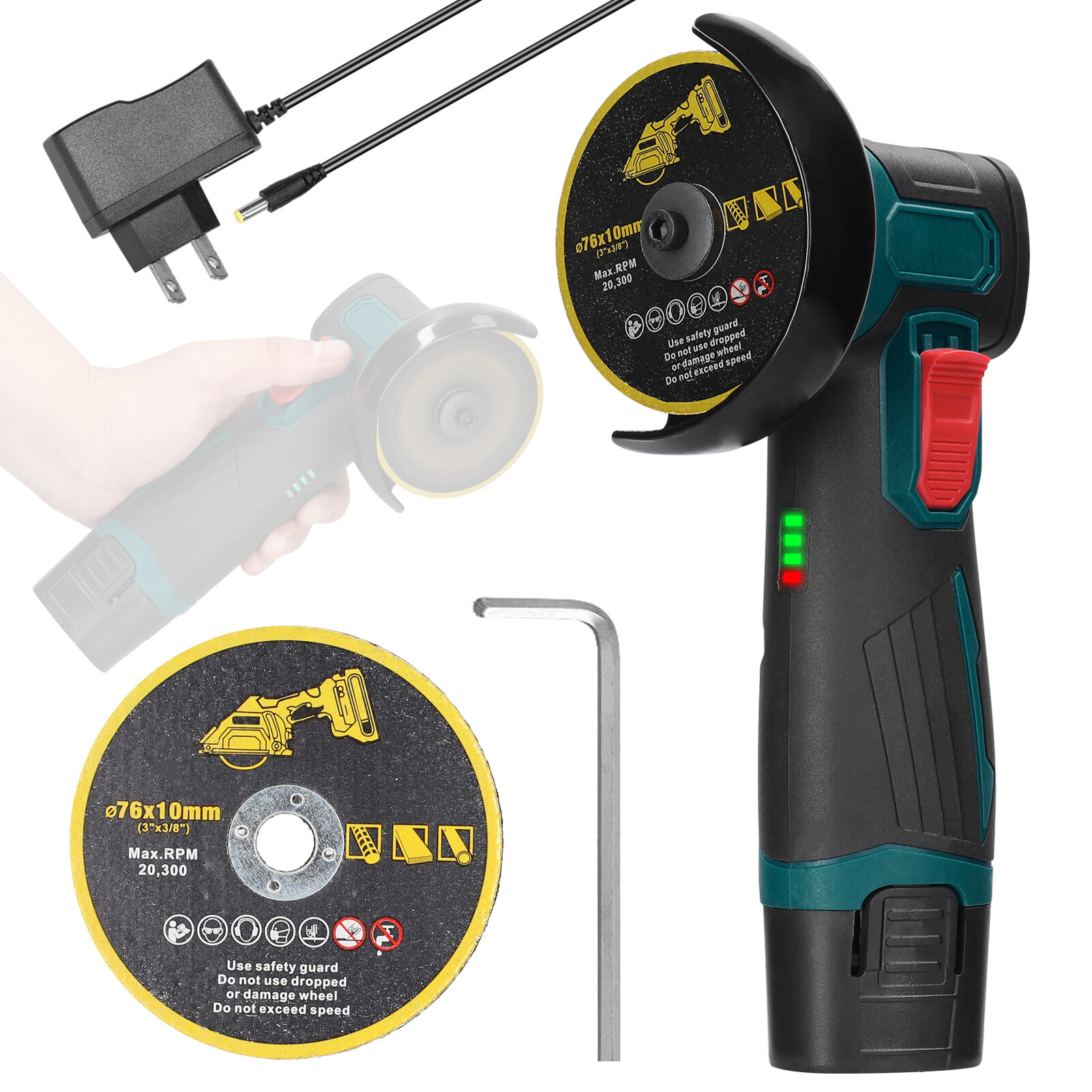 3-дюймовый электрический шлифовальный инструмент с бесщеточным двигателем, многофункциональный угловой резак, ручной литиевый резак, универсальный источник питания для резки и полировки керамической плитки, дерева, камня и стали.