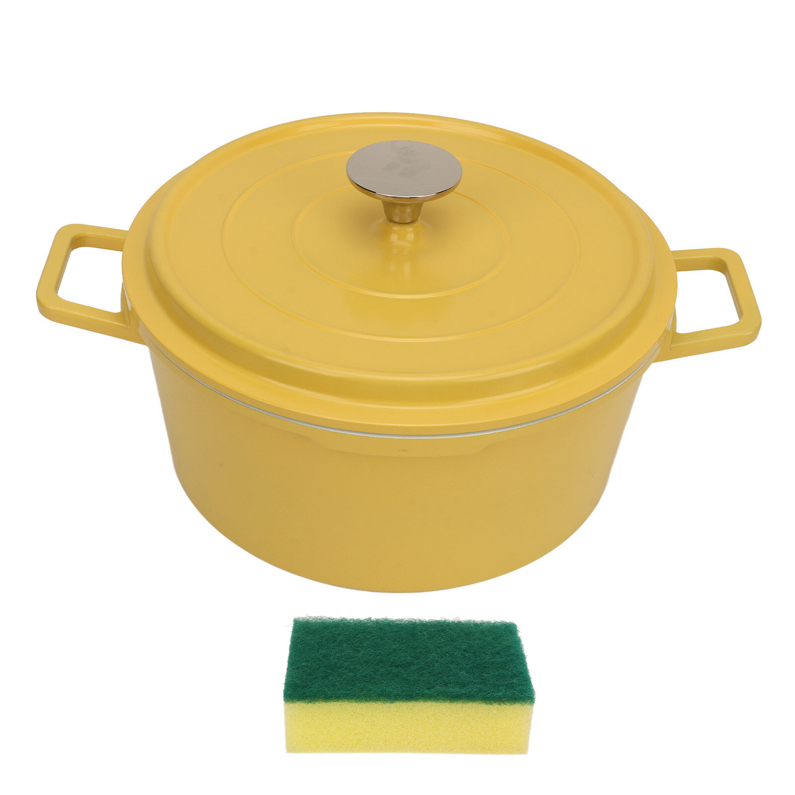 Эмалированная кастрюля с крышкой, большая емкость, керамическая кастрюля из алюминиевого сплава, антипригарная кастрюля с 2 ручками, универсальная желтая кастрюля для приготовления пищи