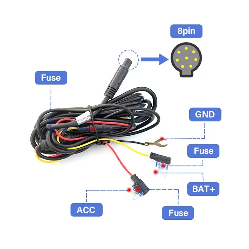 8-контактный кабель питания видеорегистратора ACC Cable