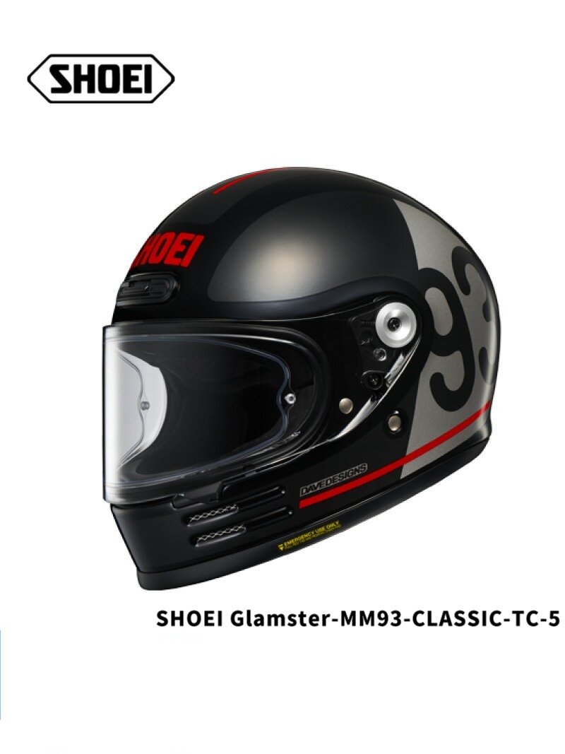 Мотоциклетный ретро-шлем SHOEI Glamster, цвет: черный, серый, красный, размер: XL