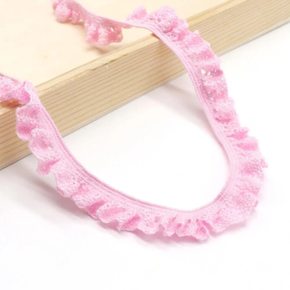 Белые эластичные хлопковые кружева 2 см Розовый, DL01-Pink 2.0cm