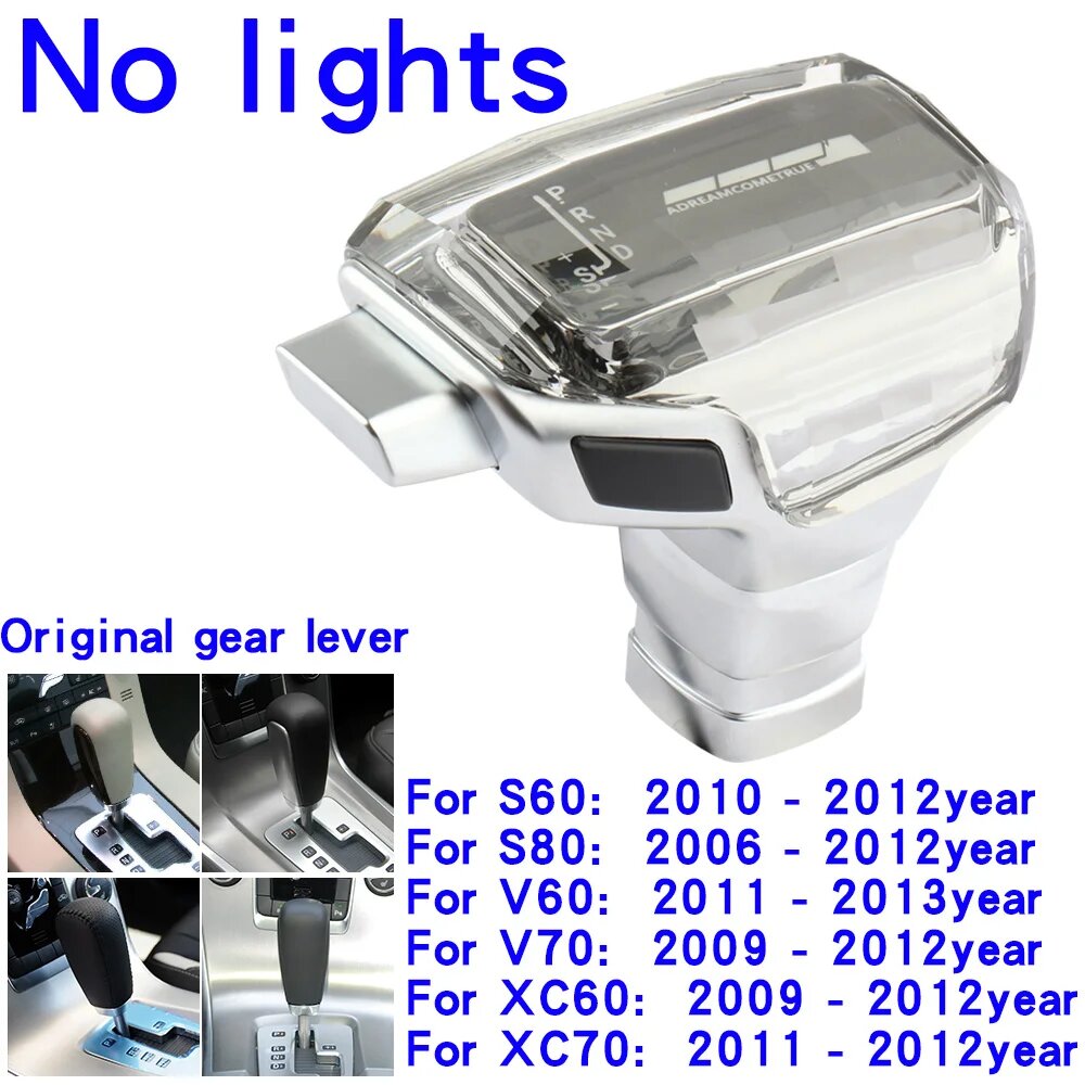 Ручка переключения передач с LED-подсветкой и кристаллами для Volvo S80, V70, S60, V60, XC60, XC70, автоматическая коробка передач, аксессуары для автомобиля No lights