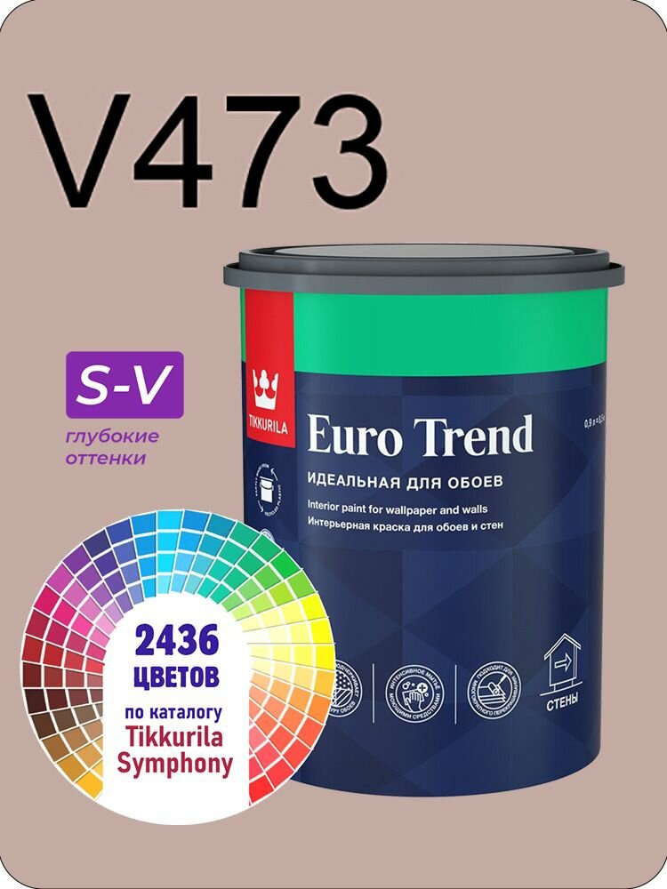 Краска для обоев Tikkurila Euro Trend 0,9л. глубокие оттенки V473