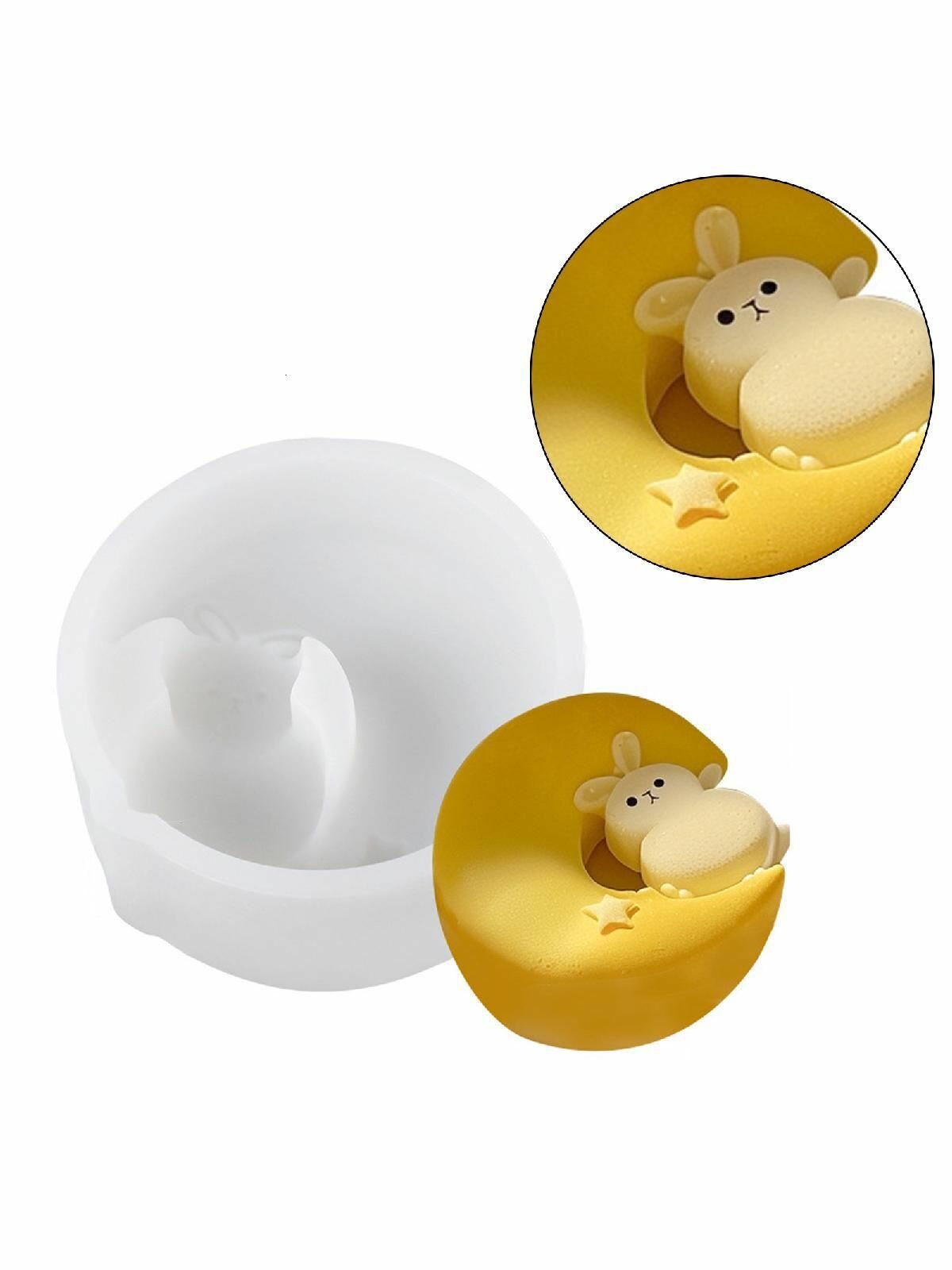 1 Силиконовая форма для муссового торта "Лунный кролик"-Moon Rabbit D