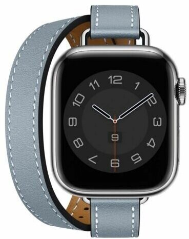 Тонкий двойной ремешок для часов из натуральной кожи для iWatch Ultra Series 8 7 6 5 4 3 2 SE, лазурный,38mm,40mm,41mm