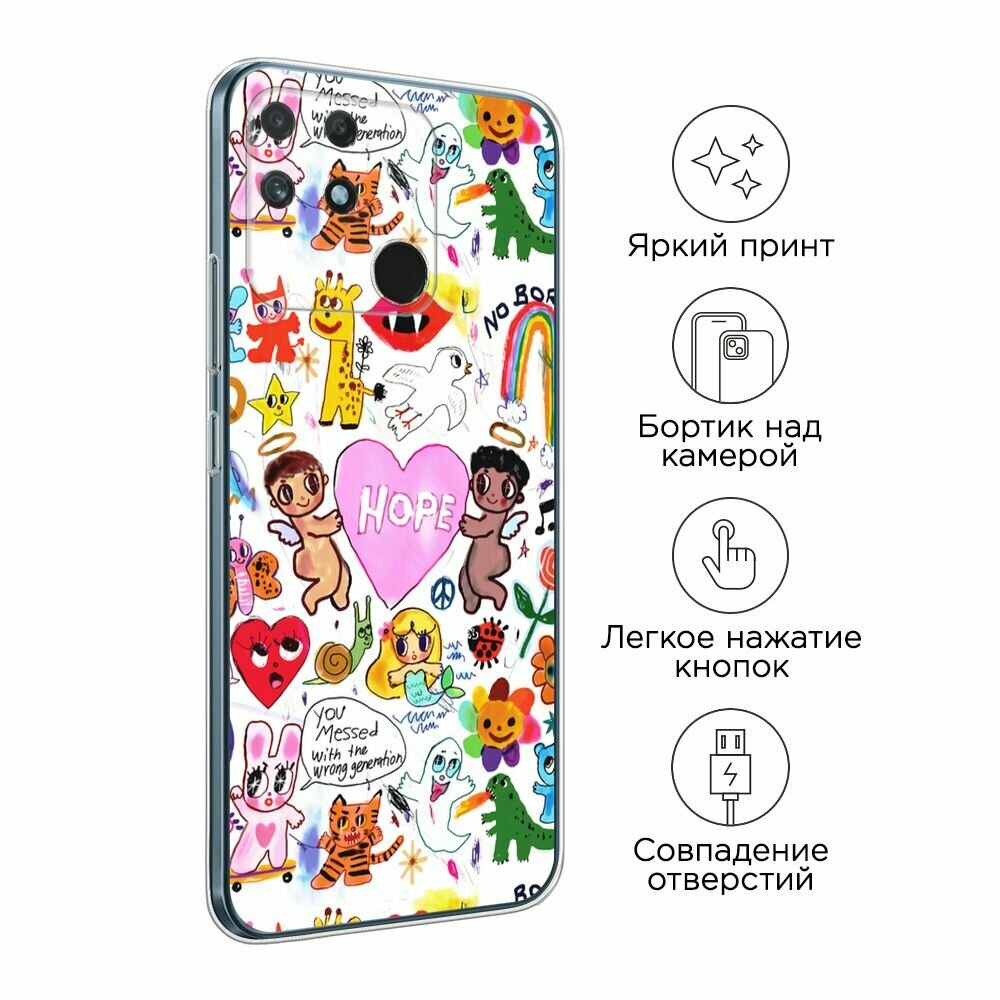 Чехол на Realme Narzo 50A / Реалми Нарзо 50A с принтом "Милые рисунки" — фото 1