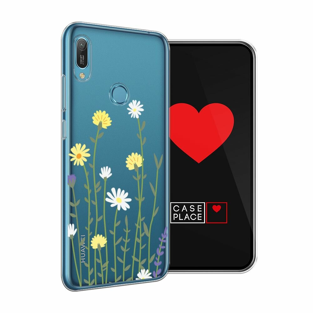 Чехол на Honor 8A/8A Pro/Huawei Y6s/Y6 2019 / Хонор 8А с принтом "Пучок полевых цветов", прозрачный — фото 1