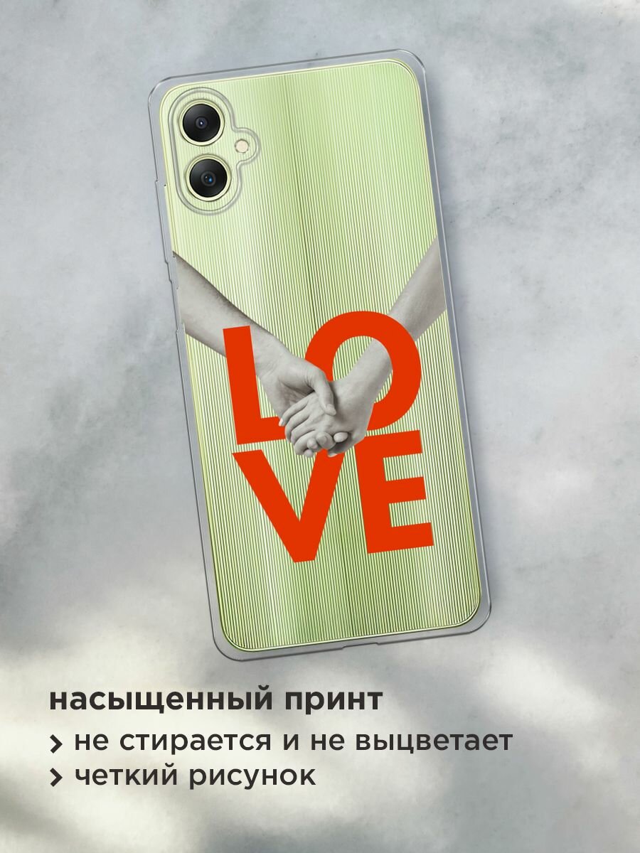 Чехол на Samsung Galaxy A06 / Самсунг Галакси А06 с принтом "Love holding hands - 14 февраля", прозрачный — фото 1