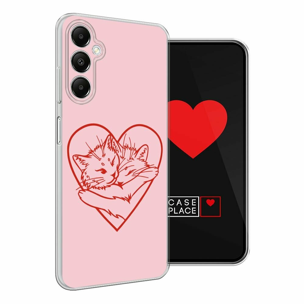Чехол на Samsung Galaxy A05s / Самсунг Галакси A05s с принтом "Влюблённые котики рисунок 1 - 14 февраля" — фото 1