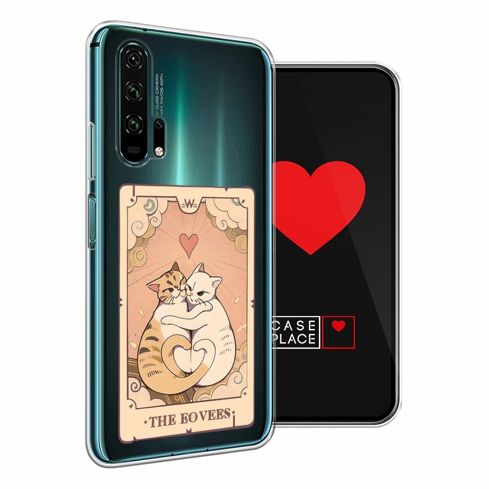 Чехол на Honor 20 Pro / Хонор 20 Про с принтом "The lovers cats 2 - 14 февраля", прозрачный — фото 1