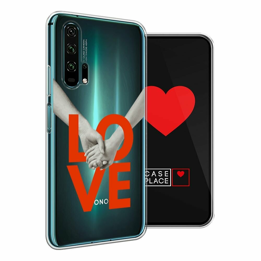 Чехол на Honor 20 Pro / Хонор 20 Про с принтом "Love holding hands - 14 февраля", прозрачный — фото 1