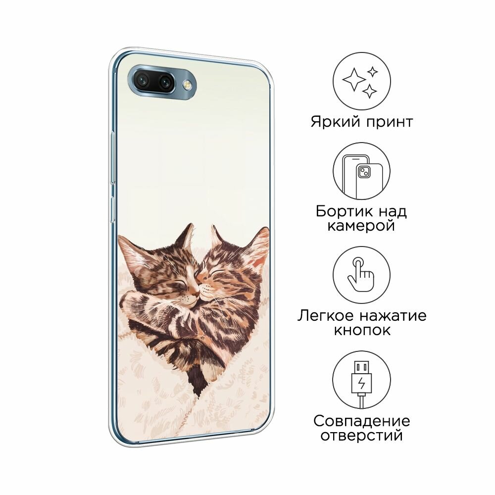 Чехол на Honor 10 / Хонор 10 с принтом "Влюбленные котейки - 14 февраля" — фото 1