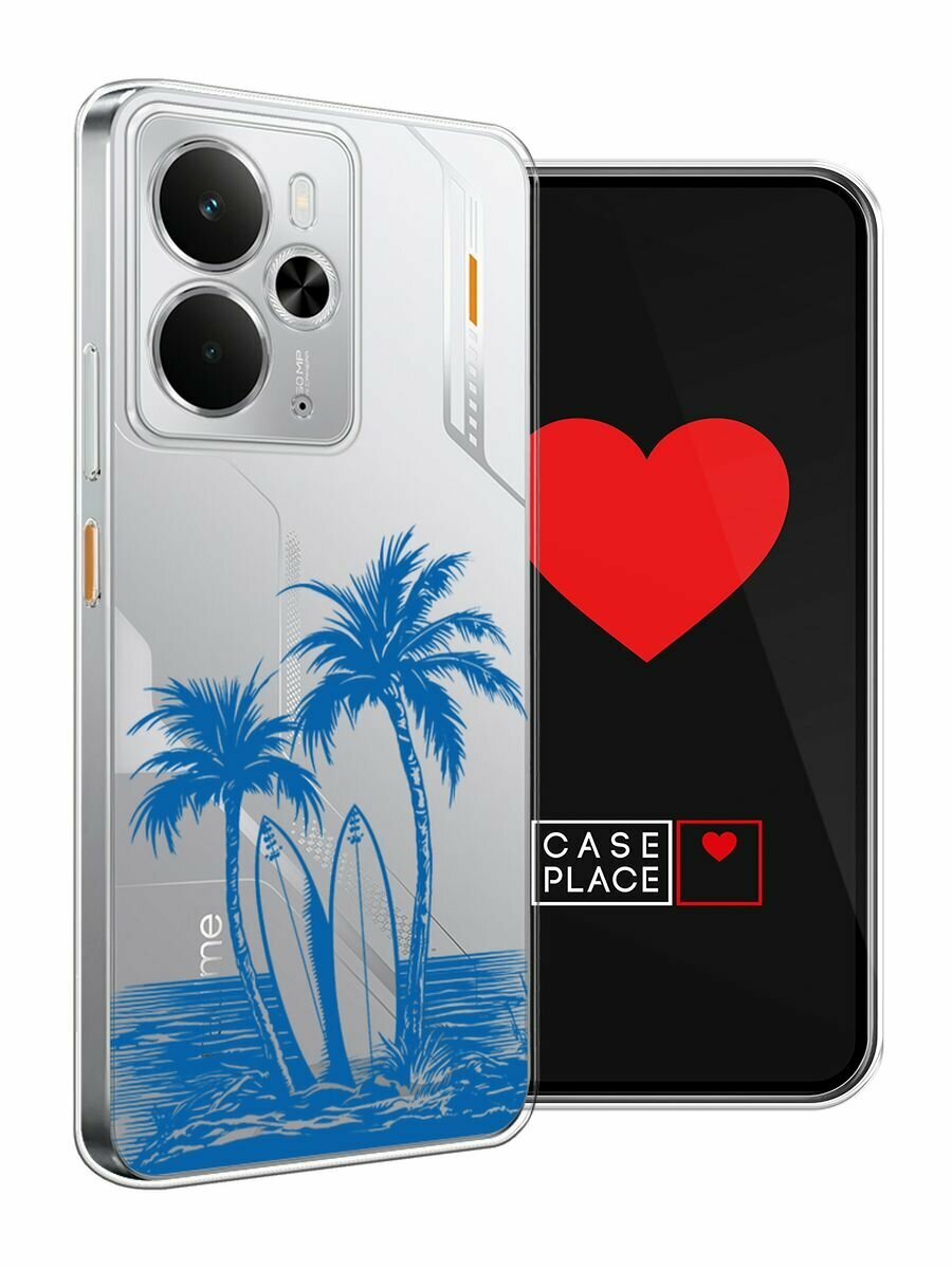 Чехол на Realme 14 5G / Реалми 14 5G с принтом "Сёрфинг на островах 1", прозрачный — фото 1