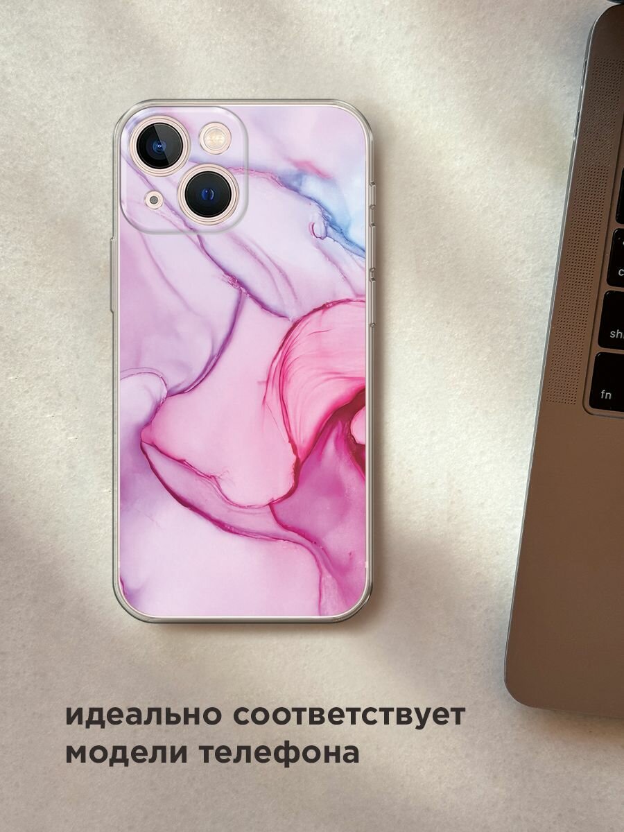 Чехол на Apple iPhone 13 mini / Айфон 13 мини с принтом "Розовые мраморные разводы" — фото 1