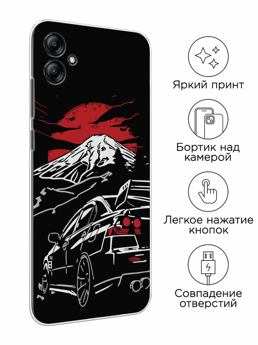 Чехол на Samsung Galaxy A04e / Самсунг A04e с принтом "Машина в горах JDM" — фото 1