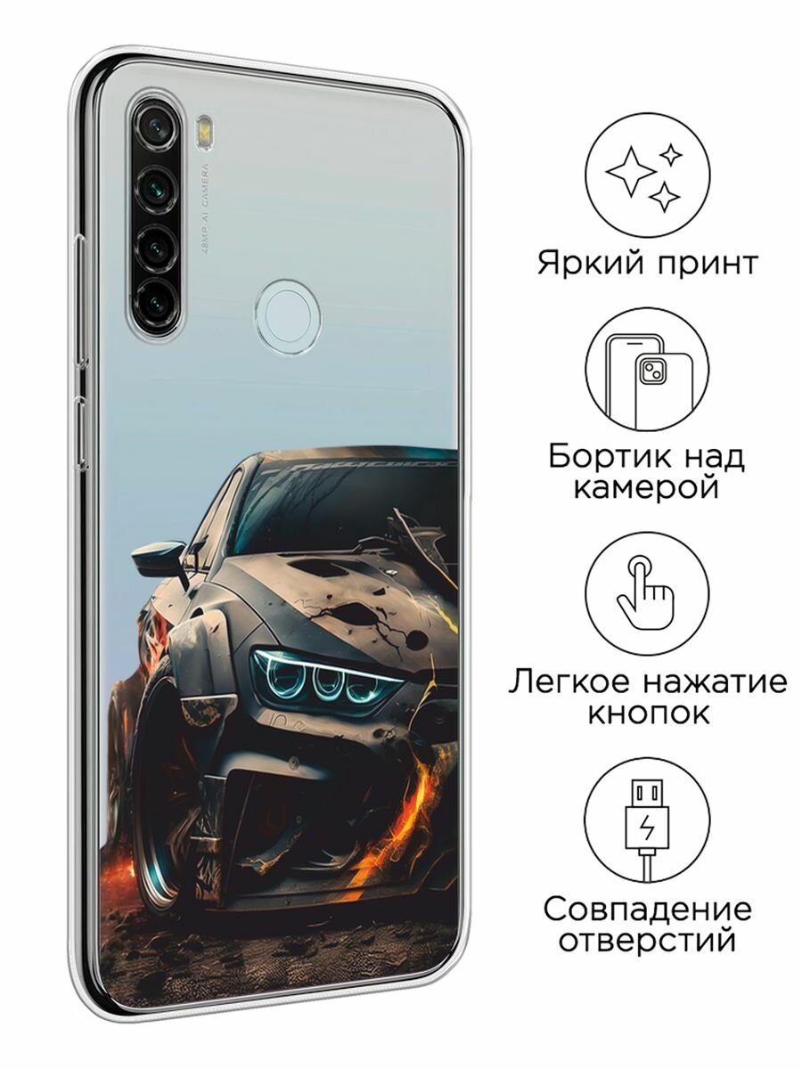Чехол на Xiaomi Redmi Note 8T / Сяоми Редми Нот 8Т с принтом "На износ", прозрачный — фото 1