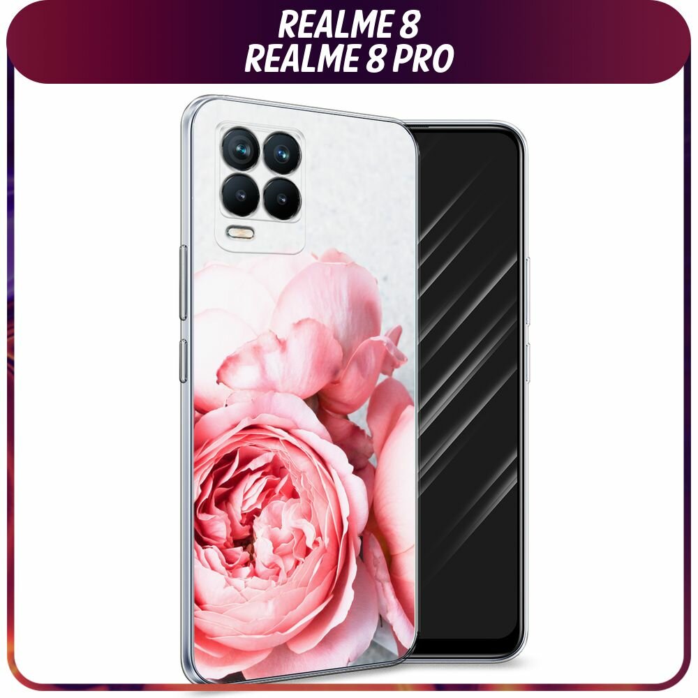 Чехол на Realme 8/8 Pro / Реалми 8/8 Про с принтом "Пионы на белом"