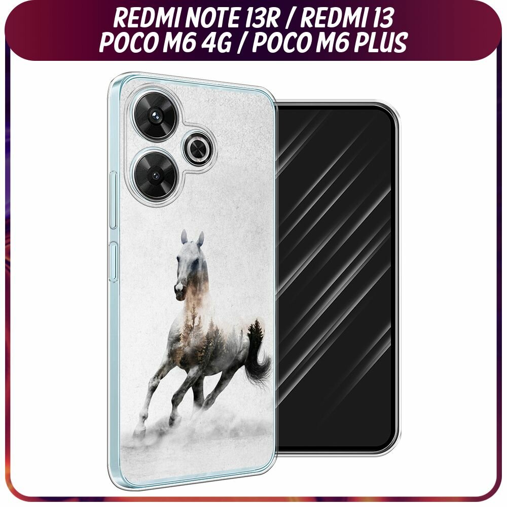 Чехол на Xiaomi Redmi Note 13R/Redmi 13/Poco M6 4G/M6 Plus / Сяоми Редми Ноут 13R с принтом "Лошадь лес"