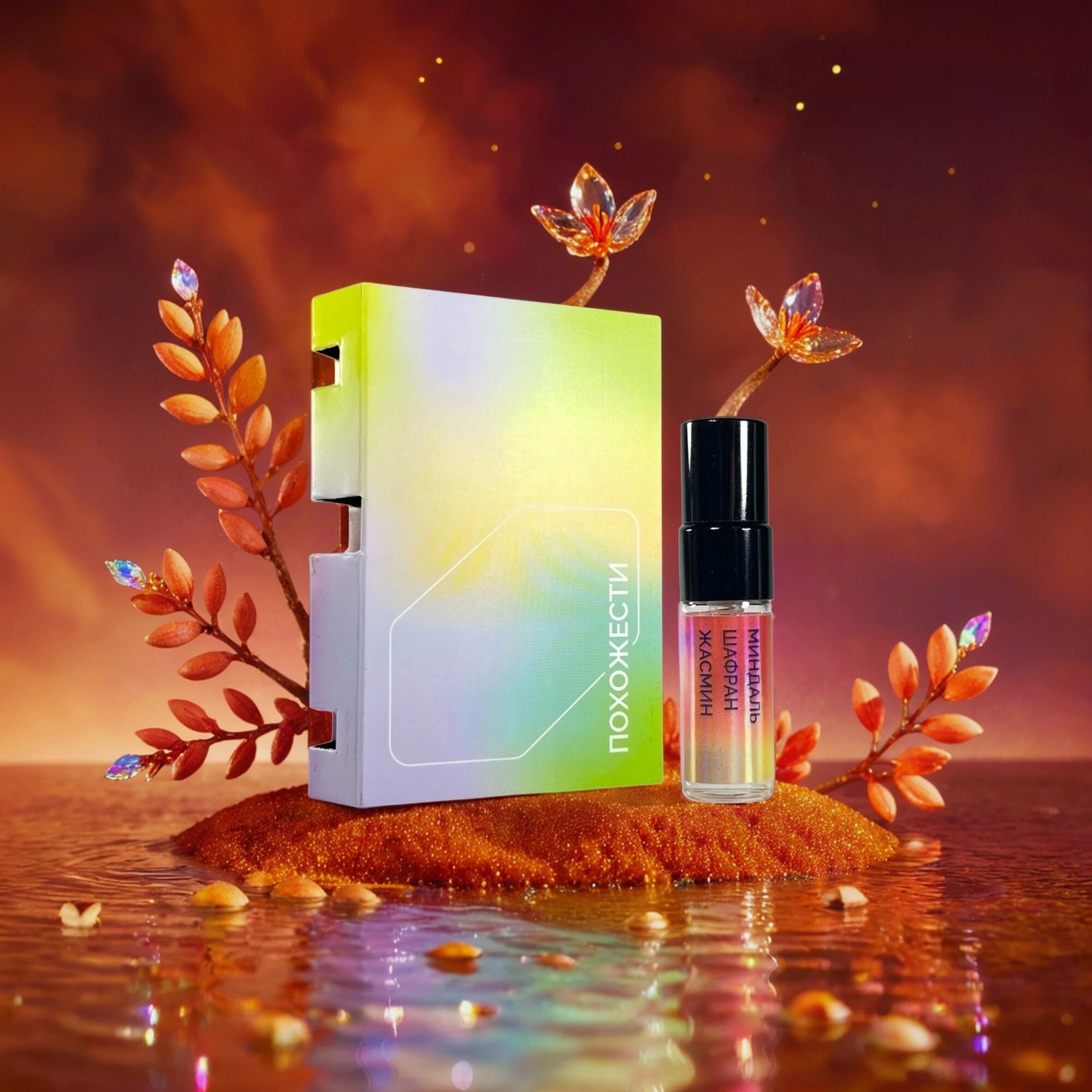 Духи "Миндаль, шафран, жасмин" бренда Похожести, фруктово-цветочные, 3 мл.