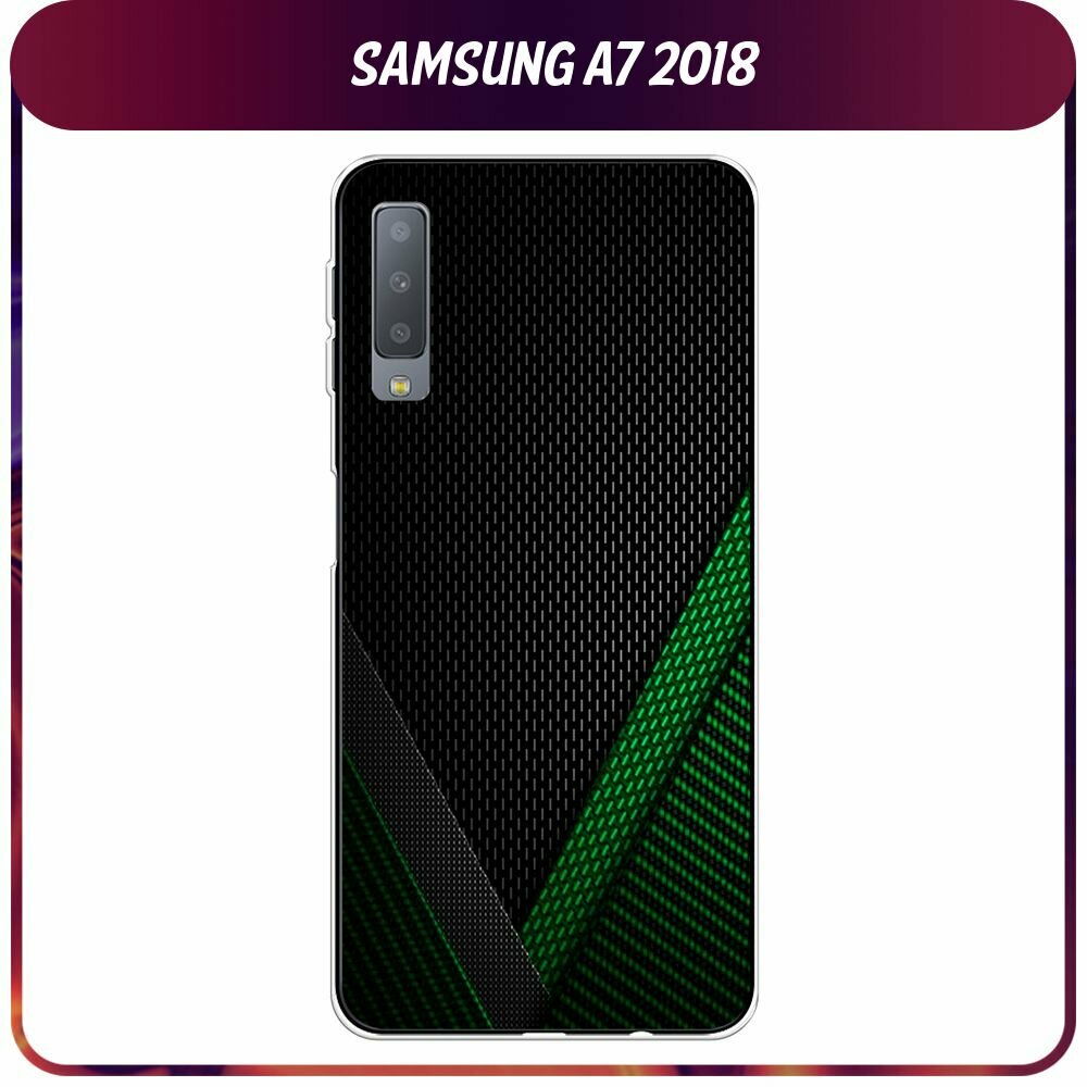 Чехол на Samsung Galaxy A7 2018 / Самсунг Галакси А7 2018 с принтом "Зеленый карбон"