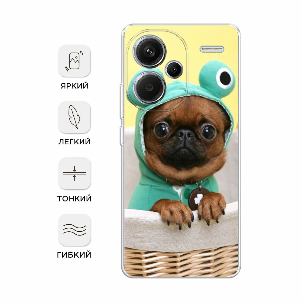 Чехол на Xiaomi Redmi Note 13 Pro+ / Сяоми Редми Нот 13 Про + с принтом "Собачка в шапке лягушки" — фото 1