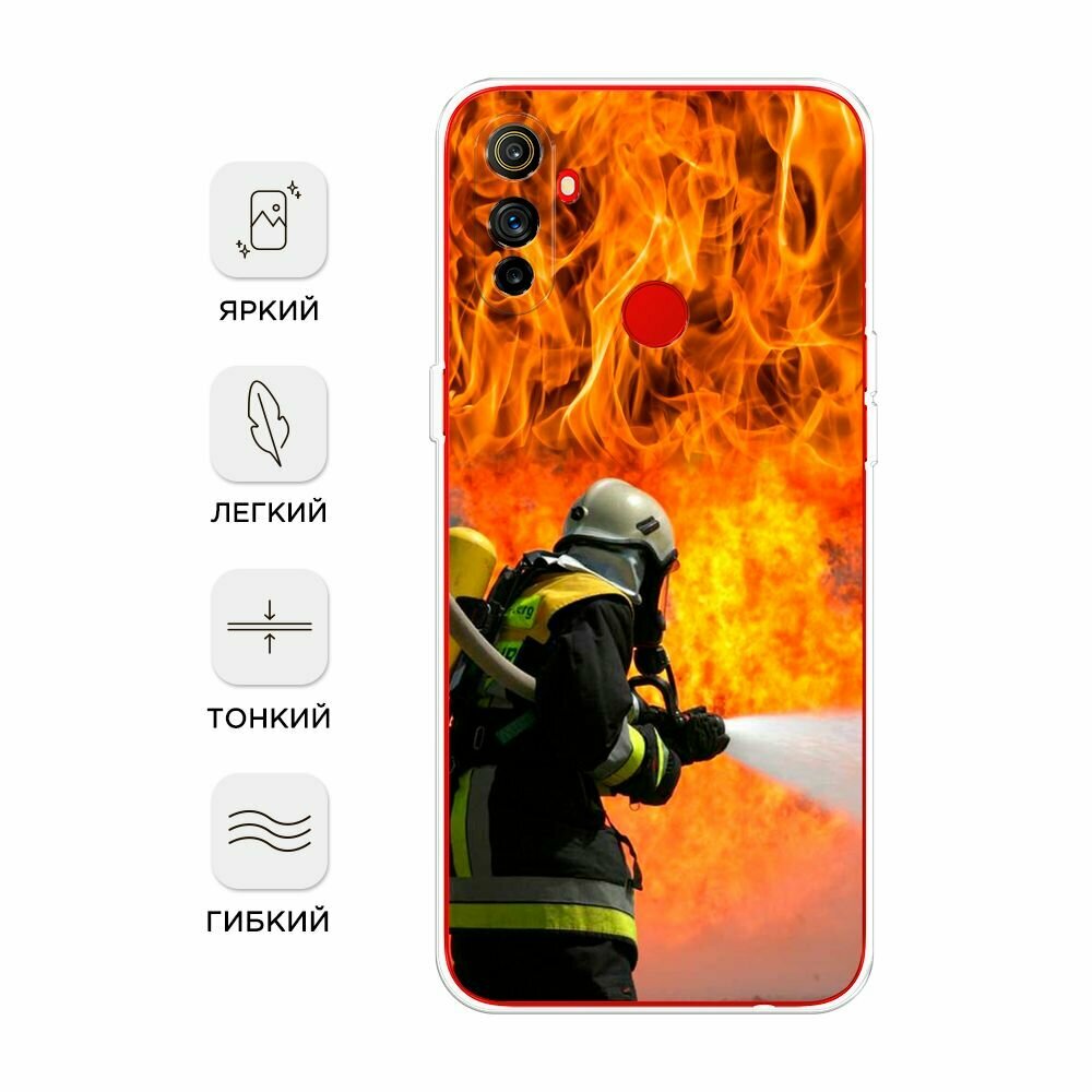 Чехол на Realme C3 / Реалми C3 с принтом "Пожарные на страже" — фото 1