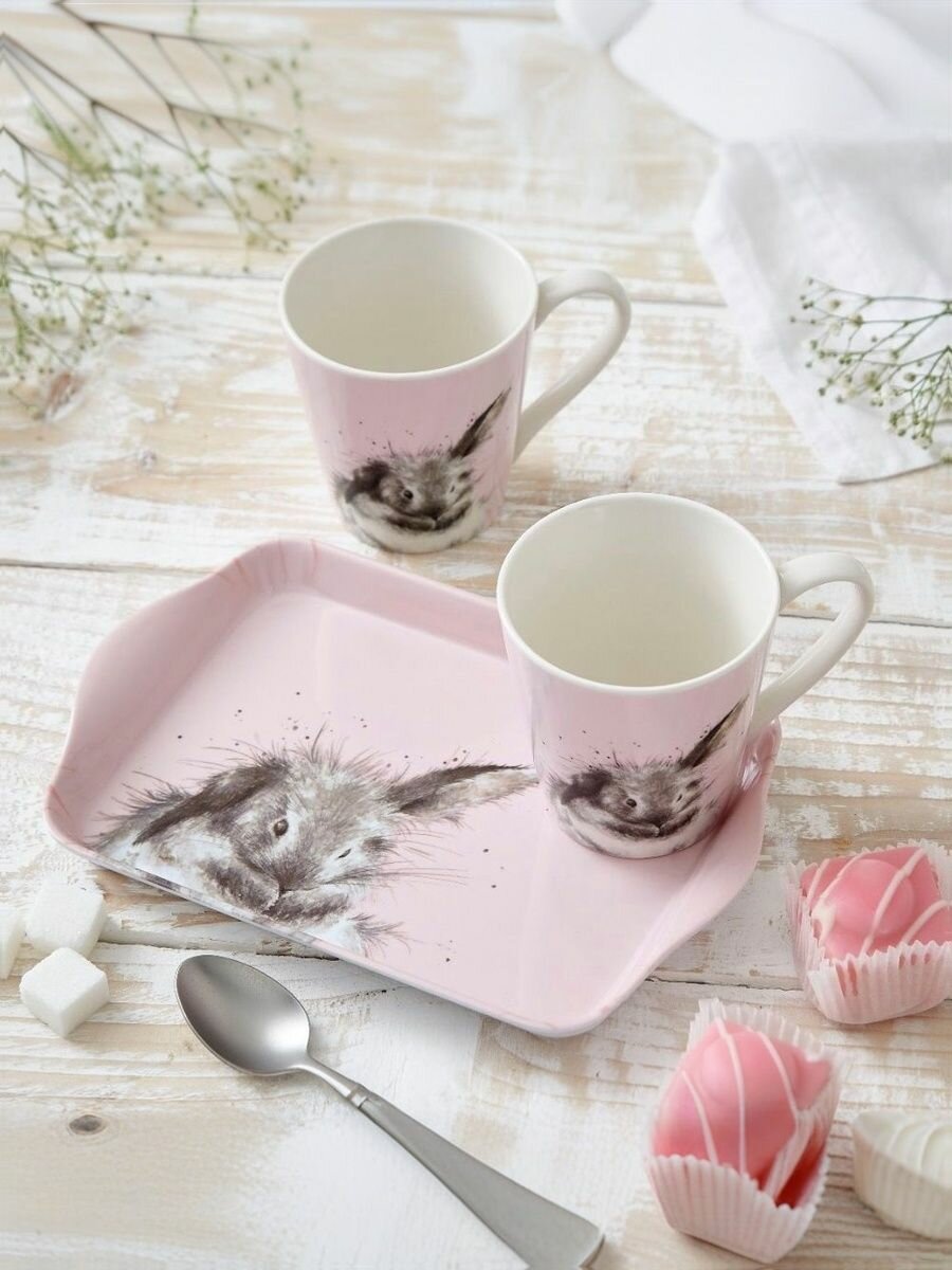 Набор 2 кружки для эспрессо и поднос Кролик, Royal Worcester 180 мл