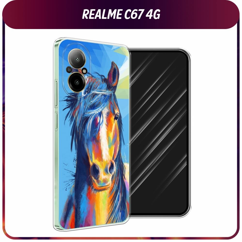 Чехол на Realme C67 4G / Реалми C67 4G с принтом "Лошадь арт 3"