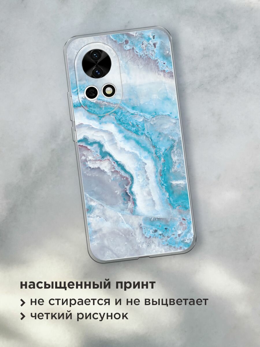 Чехол на Huawei Nova 12/Nova13 / Хуавей Нова 12/Нова 13 с принтом "Нежно-голубой мрамор" — фото 1