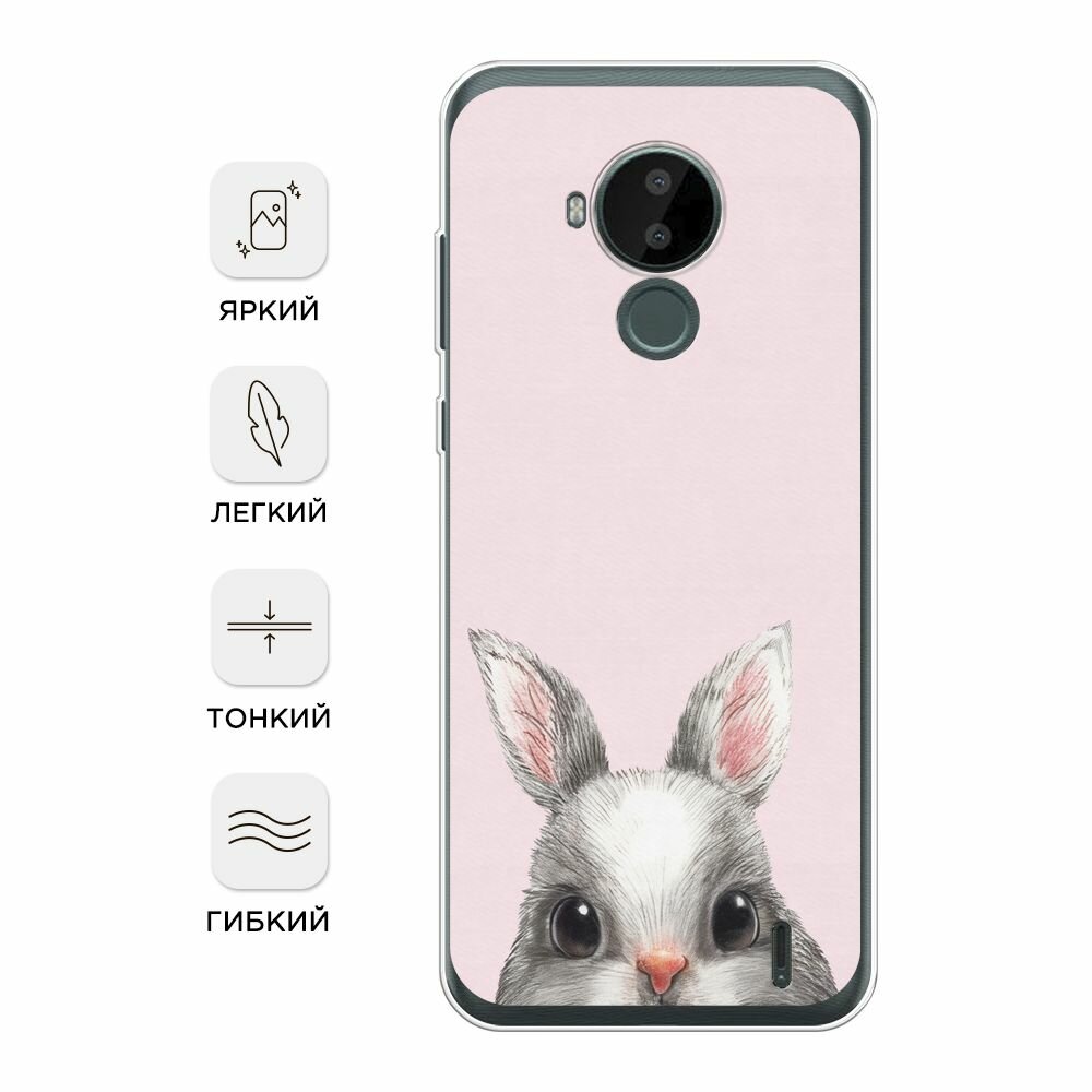 Чехол на Nokia C30 / Нокия C30 с принтом "Карандашный кролик 1 - 8 марта" — фото 1