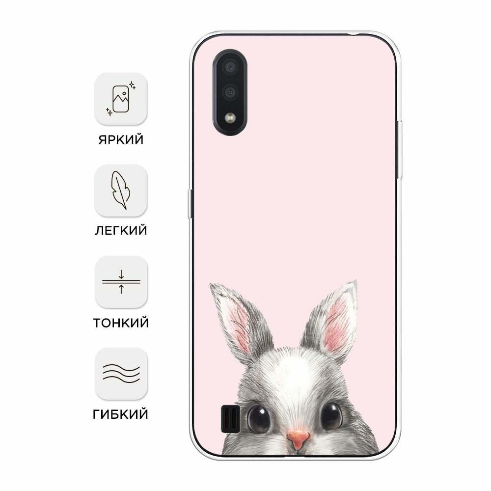 Чехол на Samsung Galaxy A01 / Самсунг Гэлакси А01 с принтом "Карандашный кролик 1 - 8 марта" — фото 1