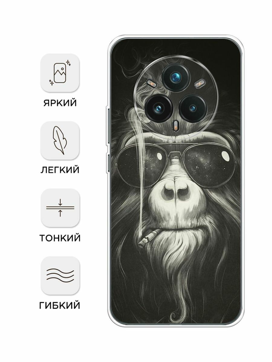 Чехол на Realme 14 Pro / Реалми 14 Про с принтом "Обезьяна в очках" — фото 1