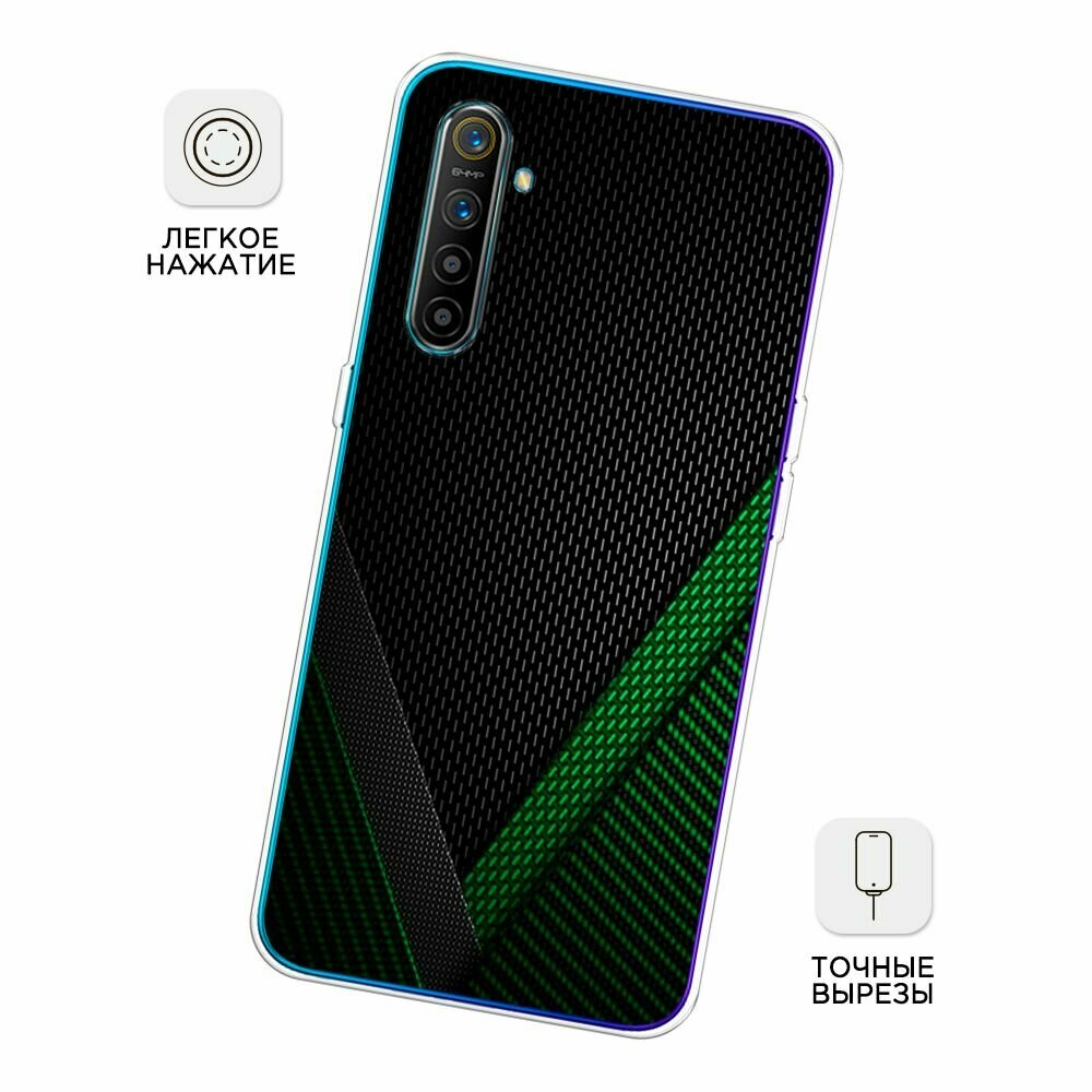 Силиконовый чехол на Realme XT / Реалми XT с принтом "Зеленый карбон" — фото 1