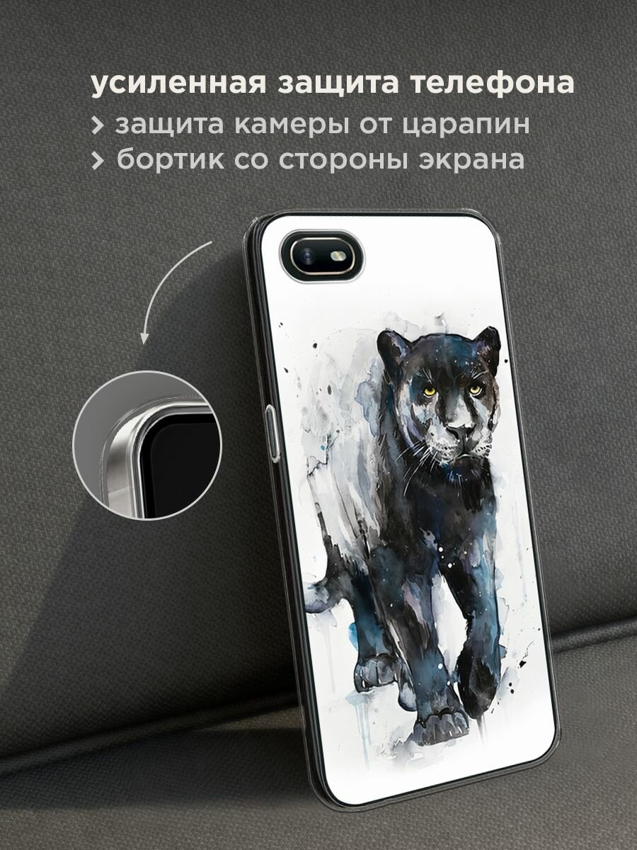 Силиконовый чехол на Oppo A1k / Оппо А1к с принтом "Пантера арт 3" — фото 1