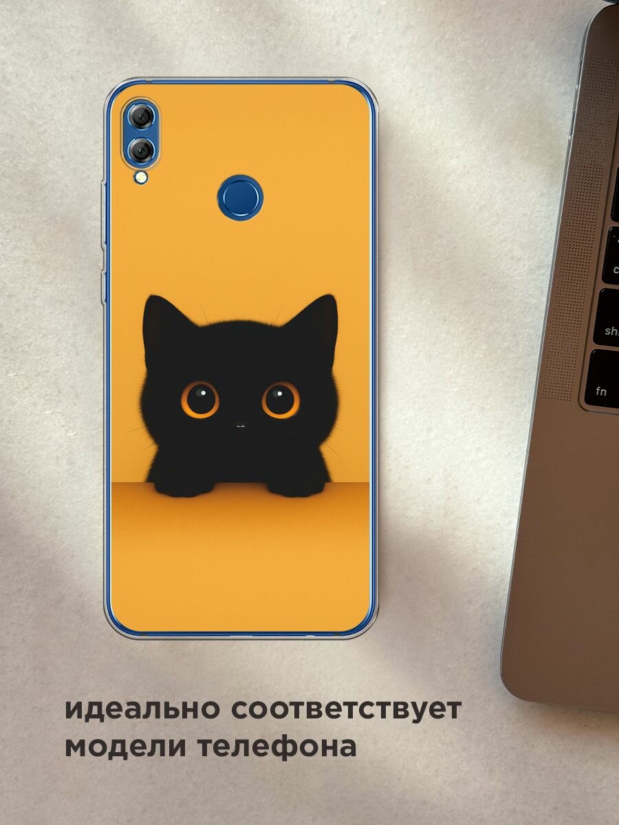 Силиконовый чехол на Honor 8X / Хонор 8Х с принтом "Контрастный котик" — фото 1