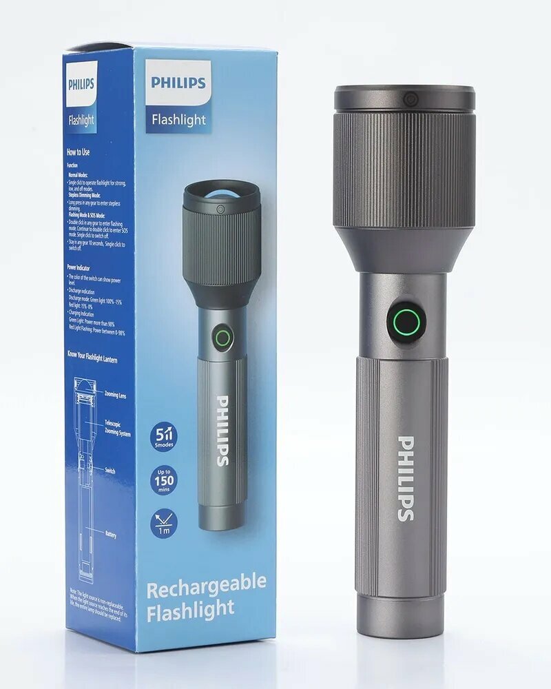 Фонарь Philips SFL2143, дальнобойный, перезаряжаемый, светодиодный, открытый, кемпинг