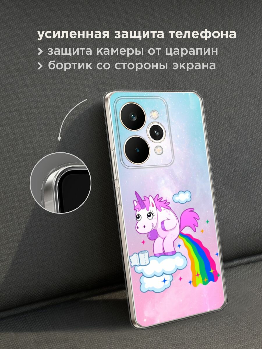 Чехол на Realme 15 Pro / Реалми 15 Про с принтом "Единорог какает" — фото 1