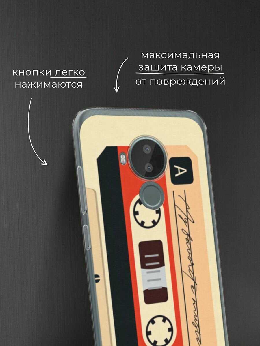Силиконовый чехол на Nokia C30 / Нокия C30 с принтом "Бежевая кассета" — фото 1