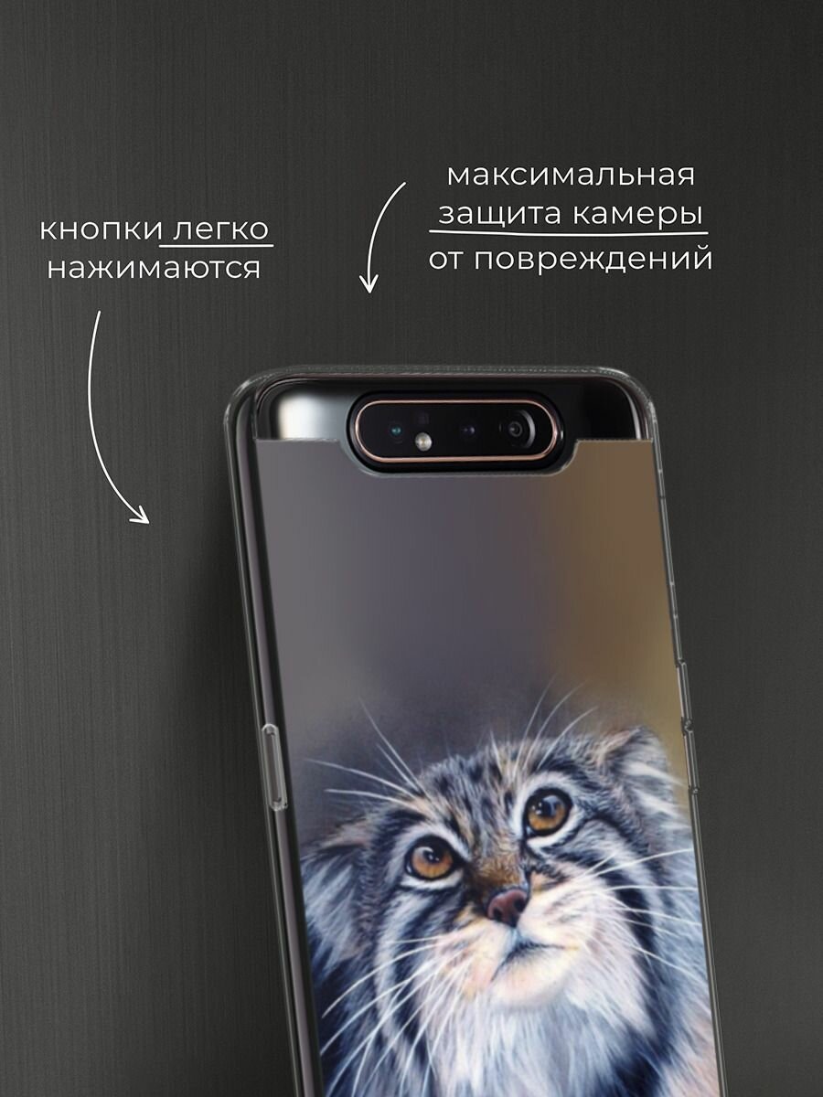 Чехол на Samsung Galaxy A80 / Самсунг Гэлакси A80 с принтом "Кот манул 2" — фото 1