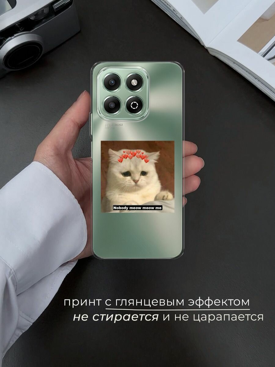 Чехол на Honor X6b / Хонор X6b с принтом "Грустный котик" — фото 1