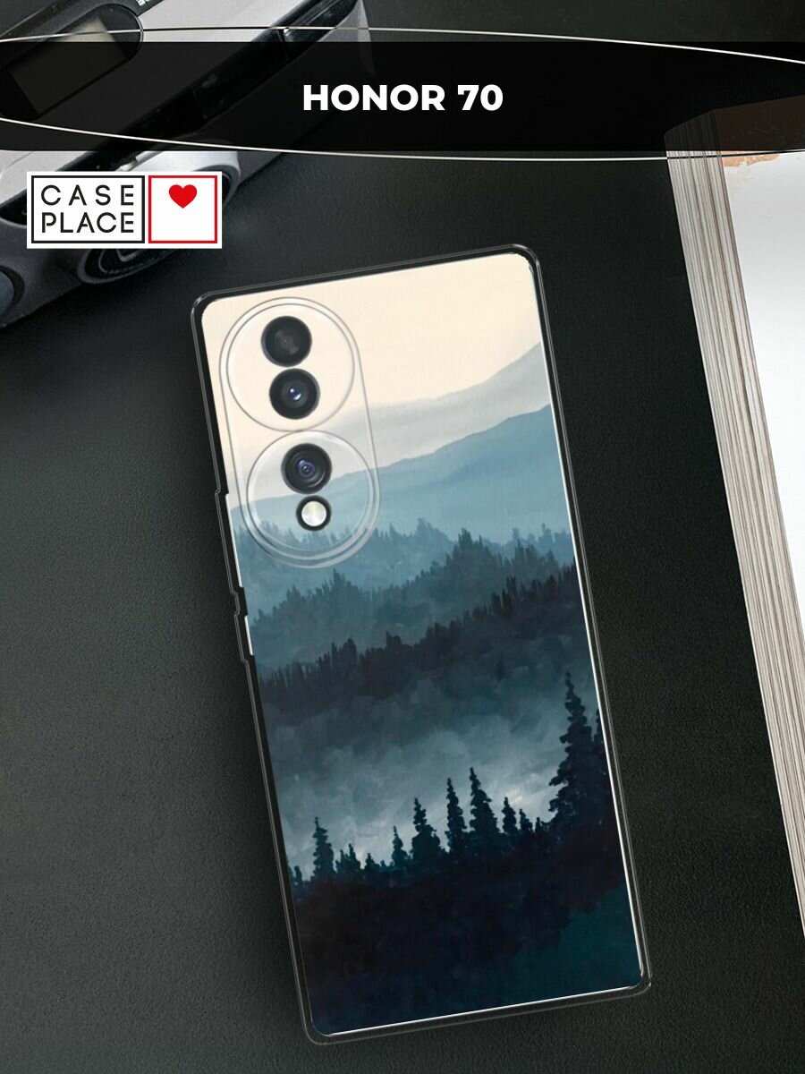 Силиконовый чехол на Honor 70 / Хонор 70 с принтом "Туманные горы"