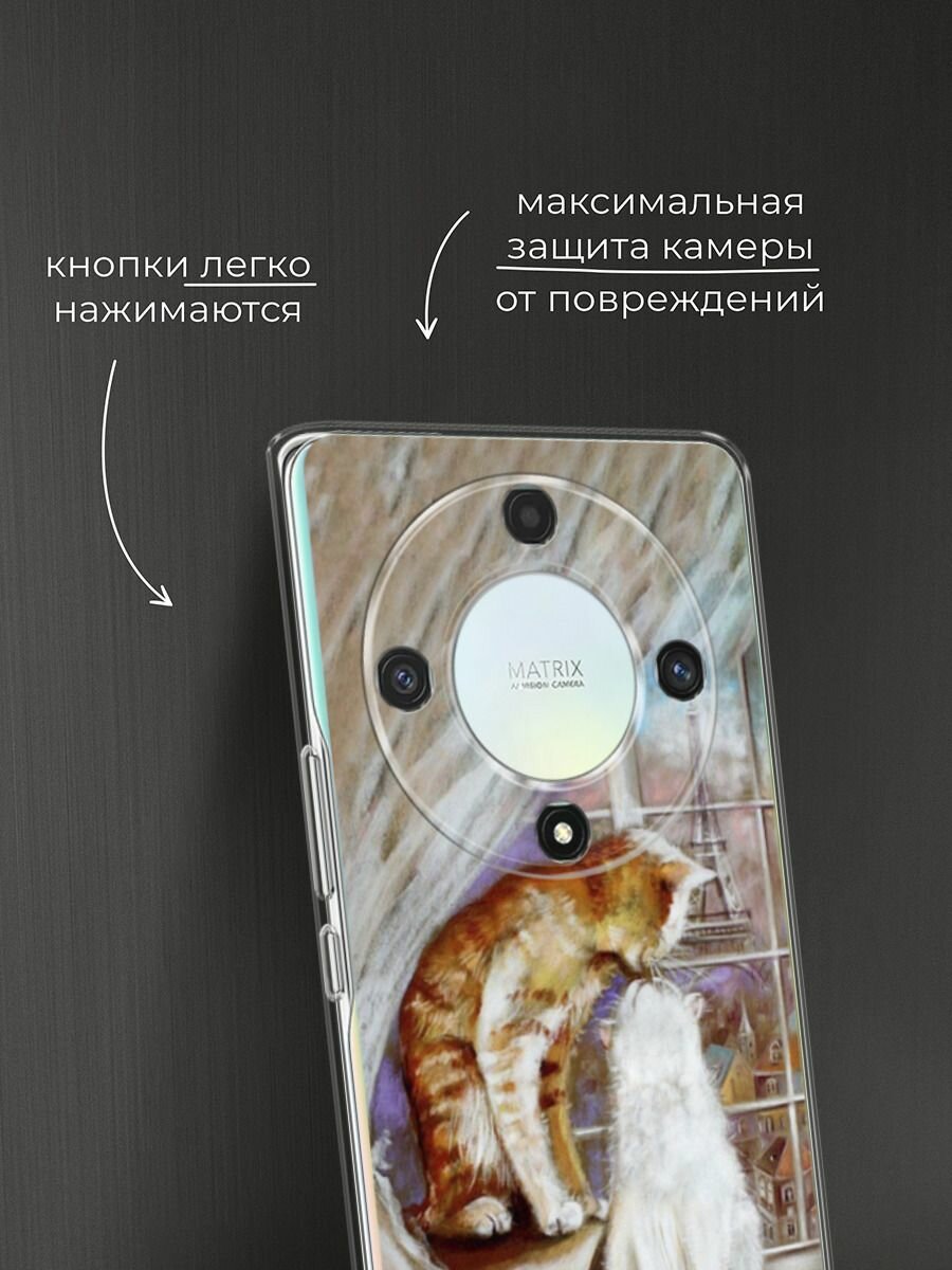 Чехол на Honor X9A / Хонор X9A с принтом "Влюбленные котики 1" — фото 1
