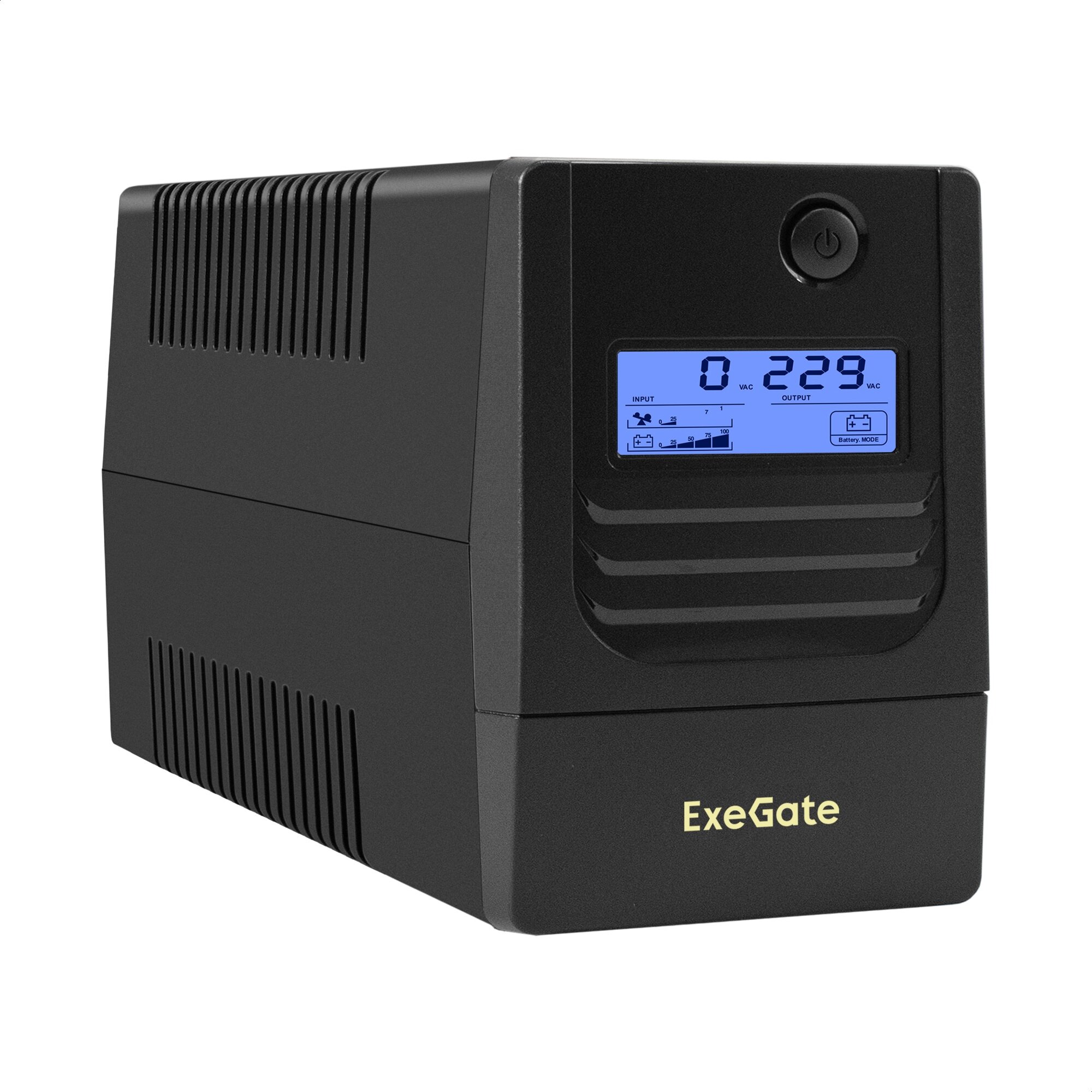 ИБП ExeGate Smart LB-1000. LCD. AVR.2SH. USB (1000VA/650W, LCD, AVR, 2*Schuko, USB, батарея 12V 9Ah, Black) EX299507RUS