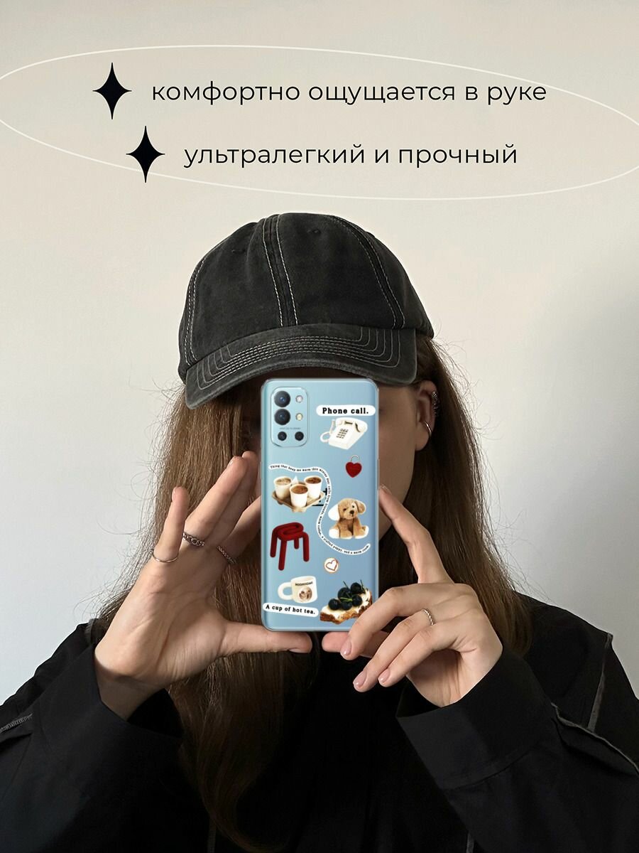 Чехол на OnePlus 9R / ВанПлас 9R с принтом "Phone call", прозрачный — фото 1