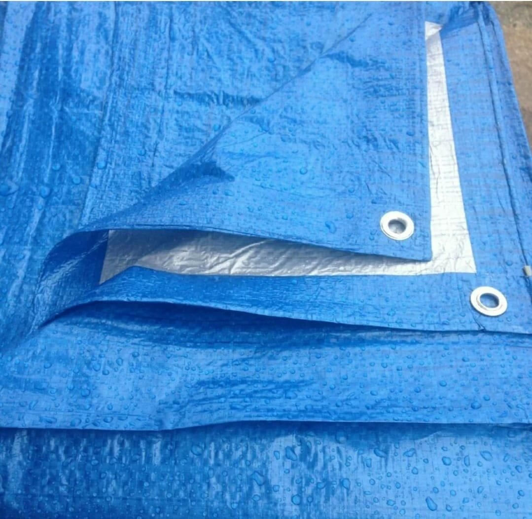 Тент укрывной строительный, универсальный, 60 г/м2, зеленый/серебристый, 3м х 4м (полог, баннер)